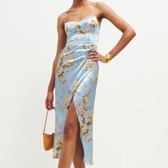 Reformation | Dresses | Nwt Reformation Blue Floral Midi Dress | Poshmark